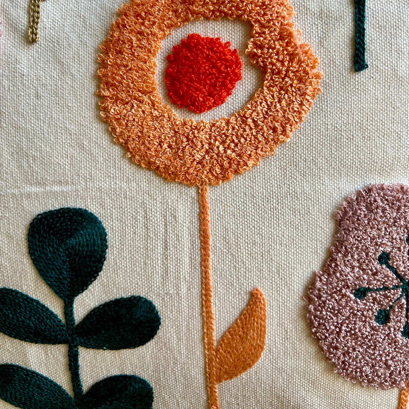 Vibrant Floral Embroidered Throw Pillow Cover – Quarter Moon Bazaar